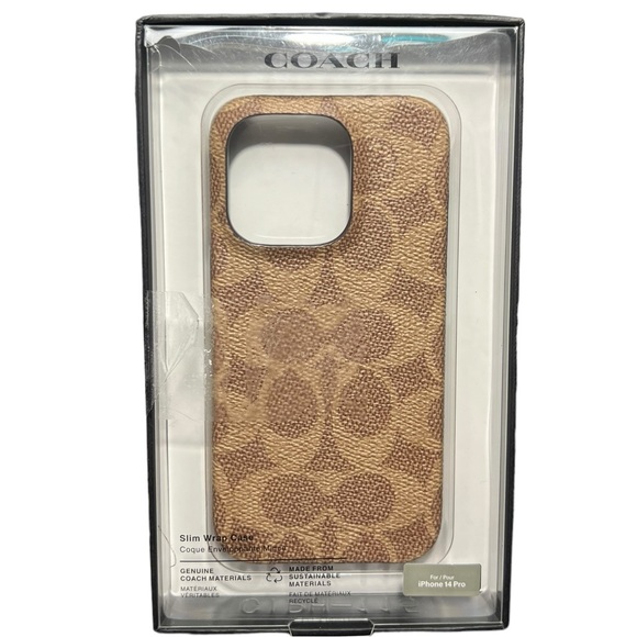 Coach | Accessories | Coach Signature Tan Khaki Logo Slim Leather Wrap Iphone 4 Pro Hard Case ...
